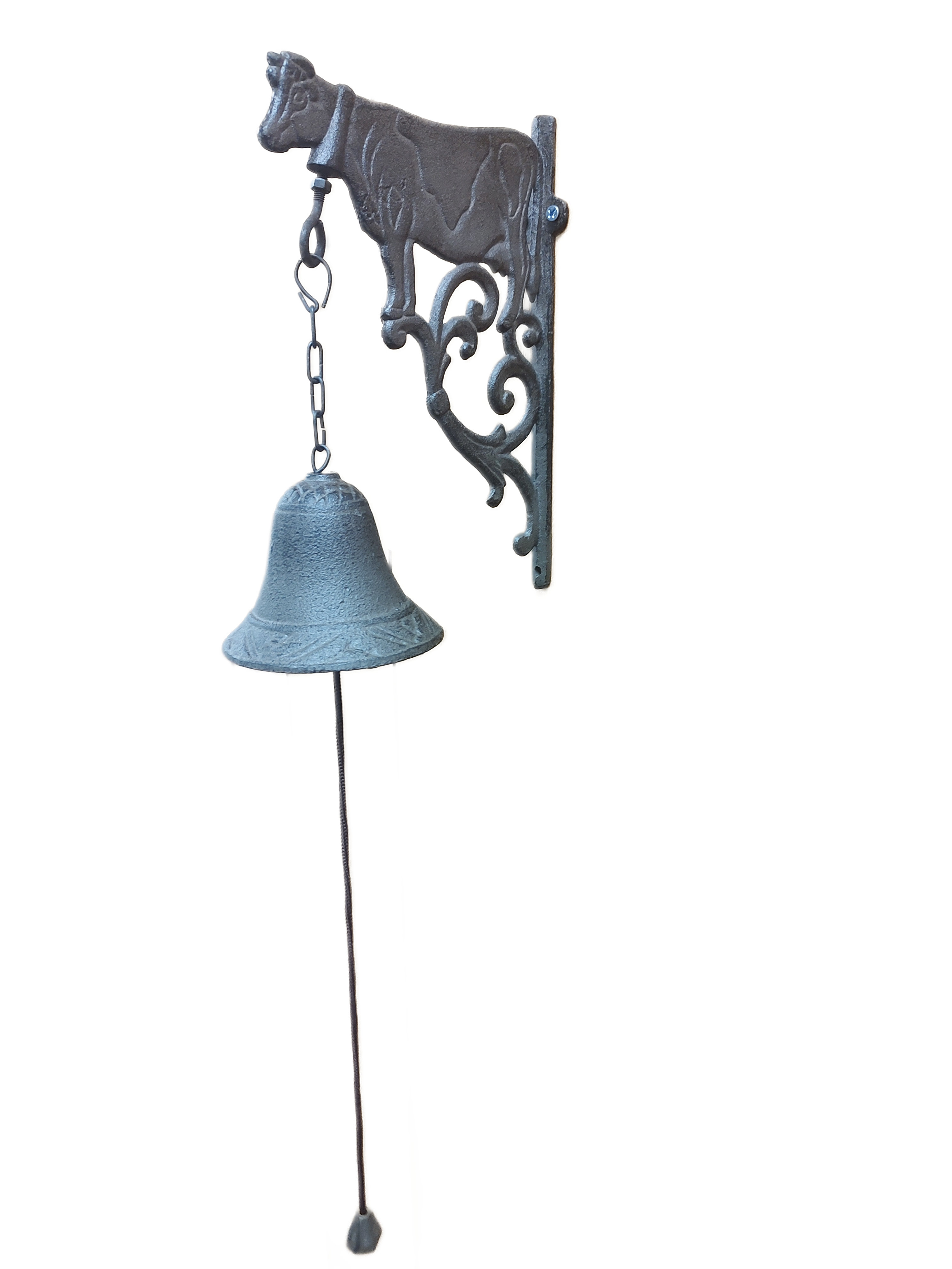 August Grove Rustic Brown Cast Iron Decorative Dinner Bell with Vintage ...