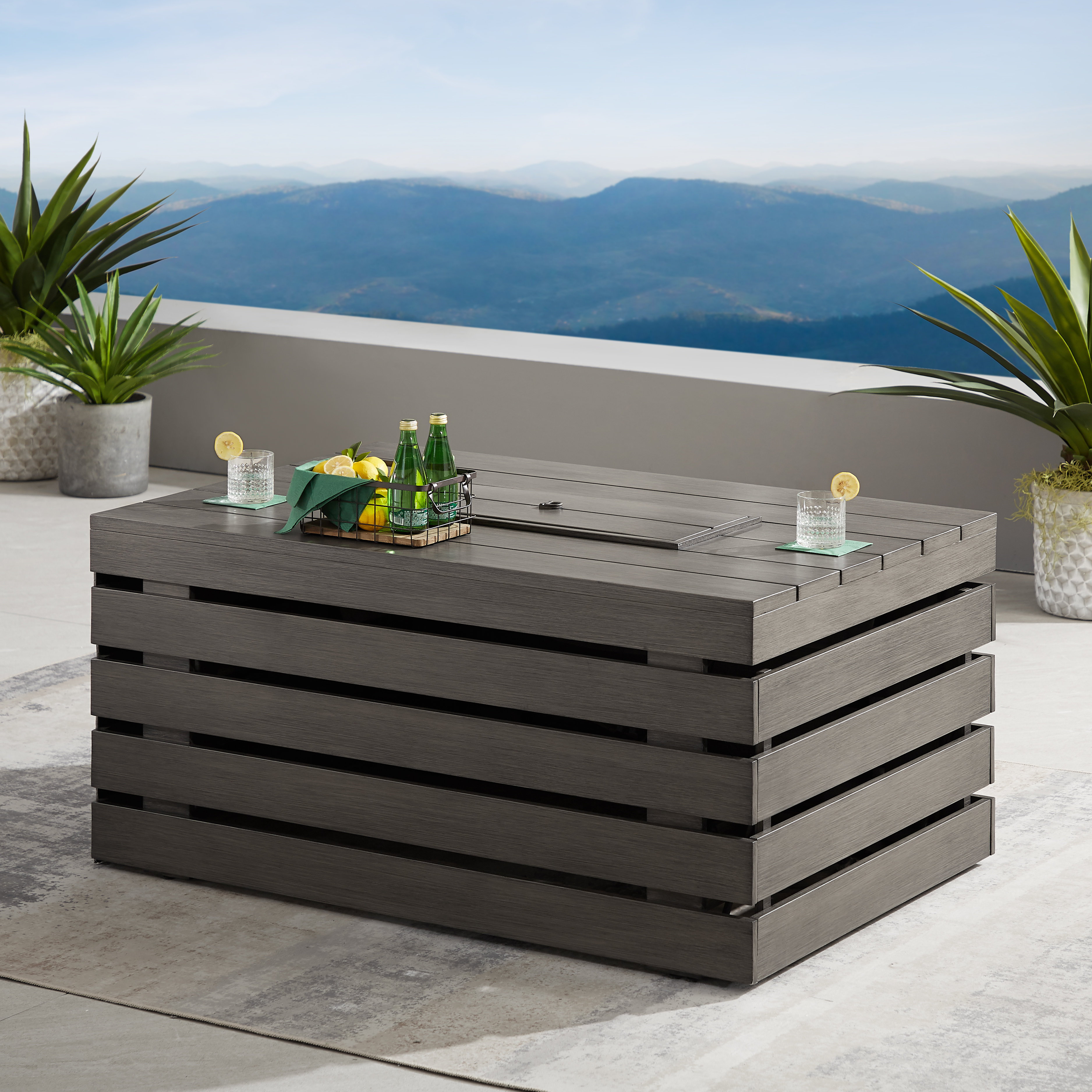 Latitude Run® Aluminum Propane Outdoor Fire Pit Table with Hidden Fuel ...