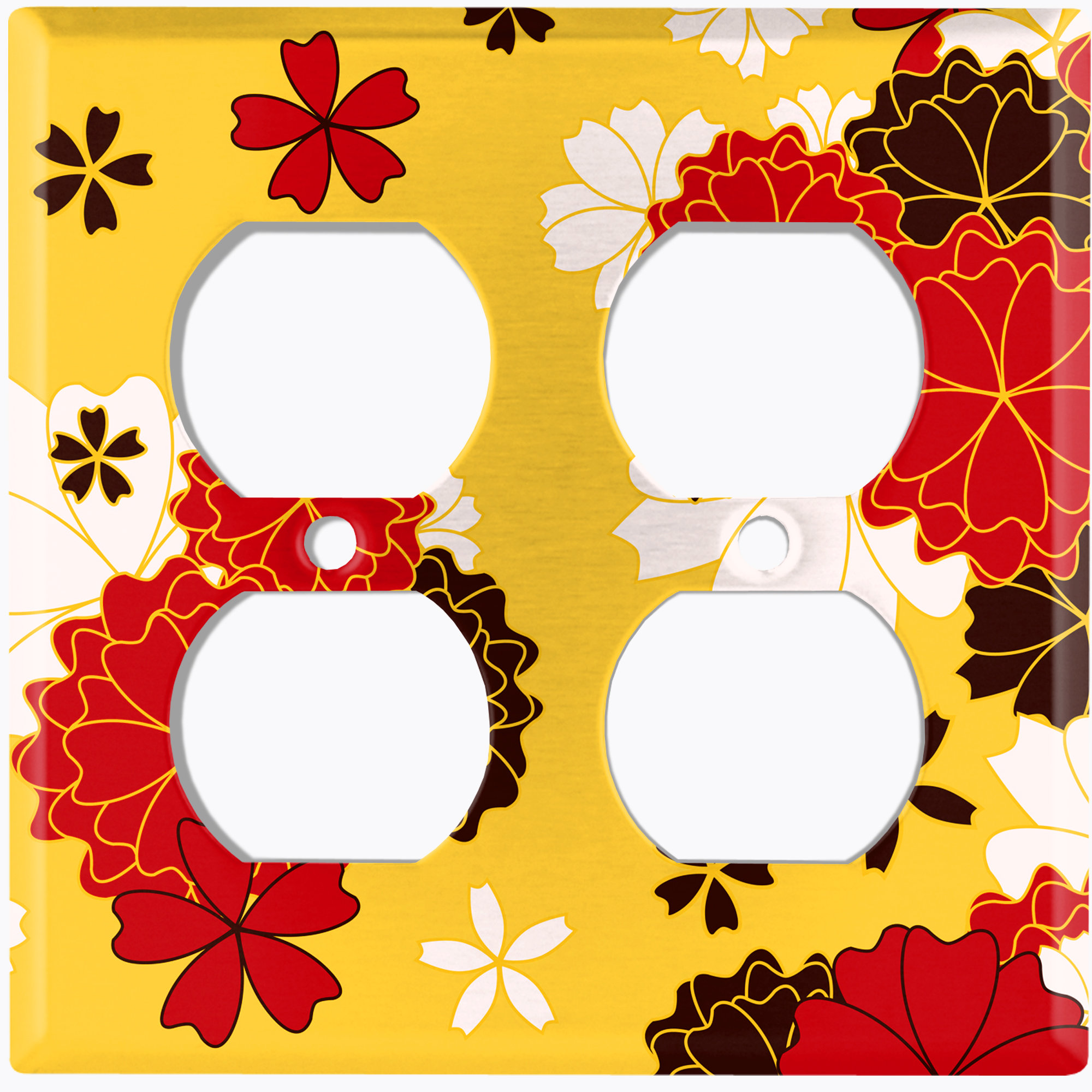 WorldAcc Metal Light Switch Plate Outlet Cover (Japanese Red Flower ...