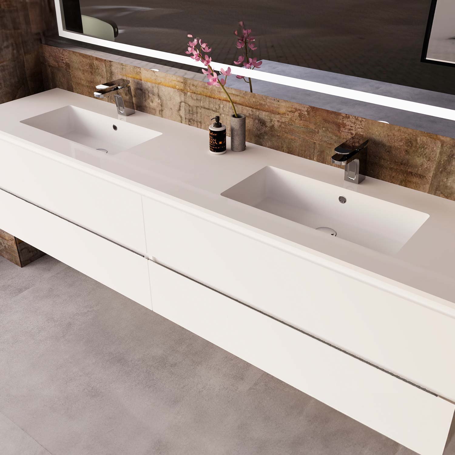 DAX Pasadena Vanity Cabinet 80 In w/ Matt Toscana Basin | Wayfair