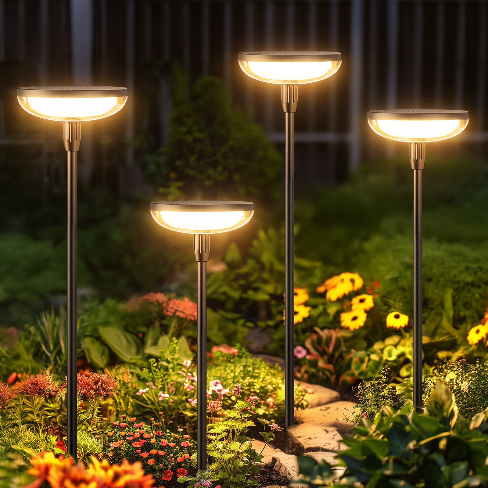 WdtPro Solar Lights Outdoor Garden, 31" Tall Solar Pathway Lights ...