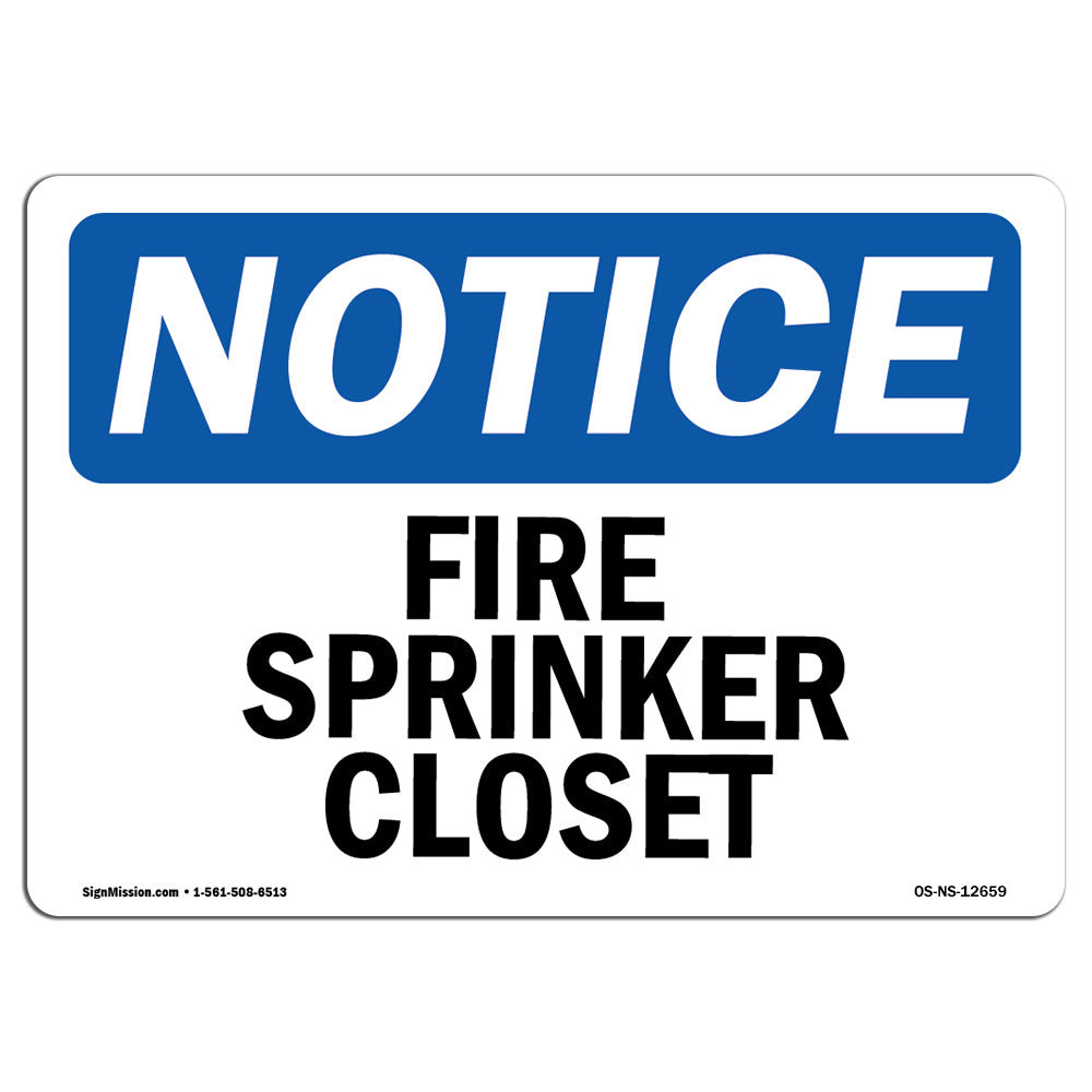 SignMission Fire Sprinkler Closet Aluminum Sign 12 x 18 - Wayfair Canada