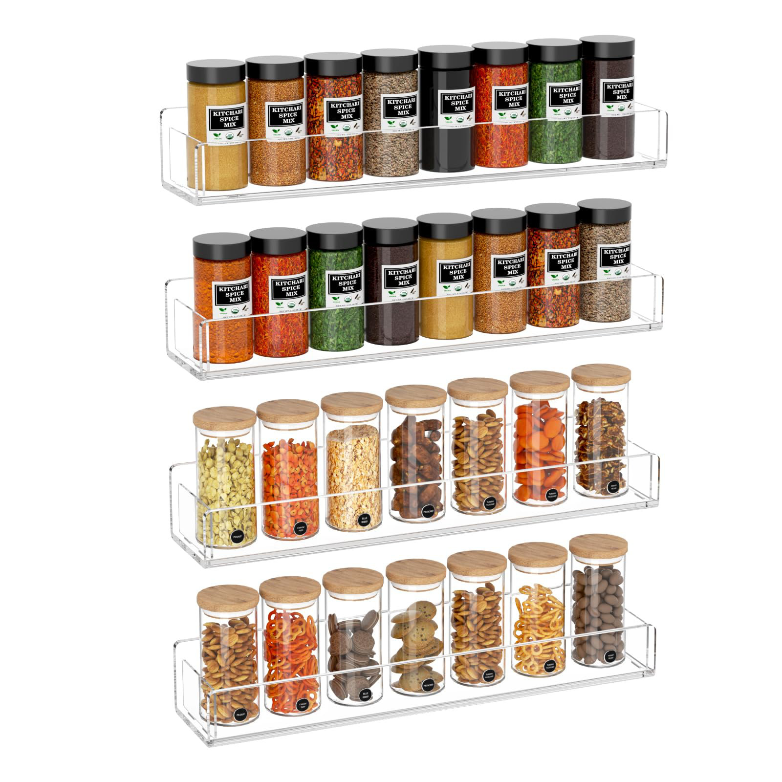 Mint Pantry Wall Mounted Spice Rack Organizer, Clear Acrylic Spice Rack ...