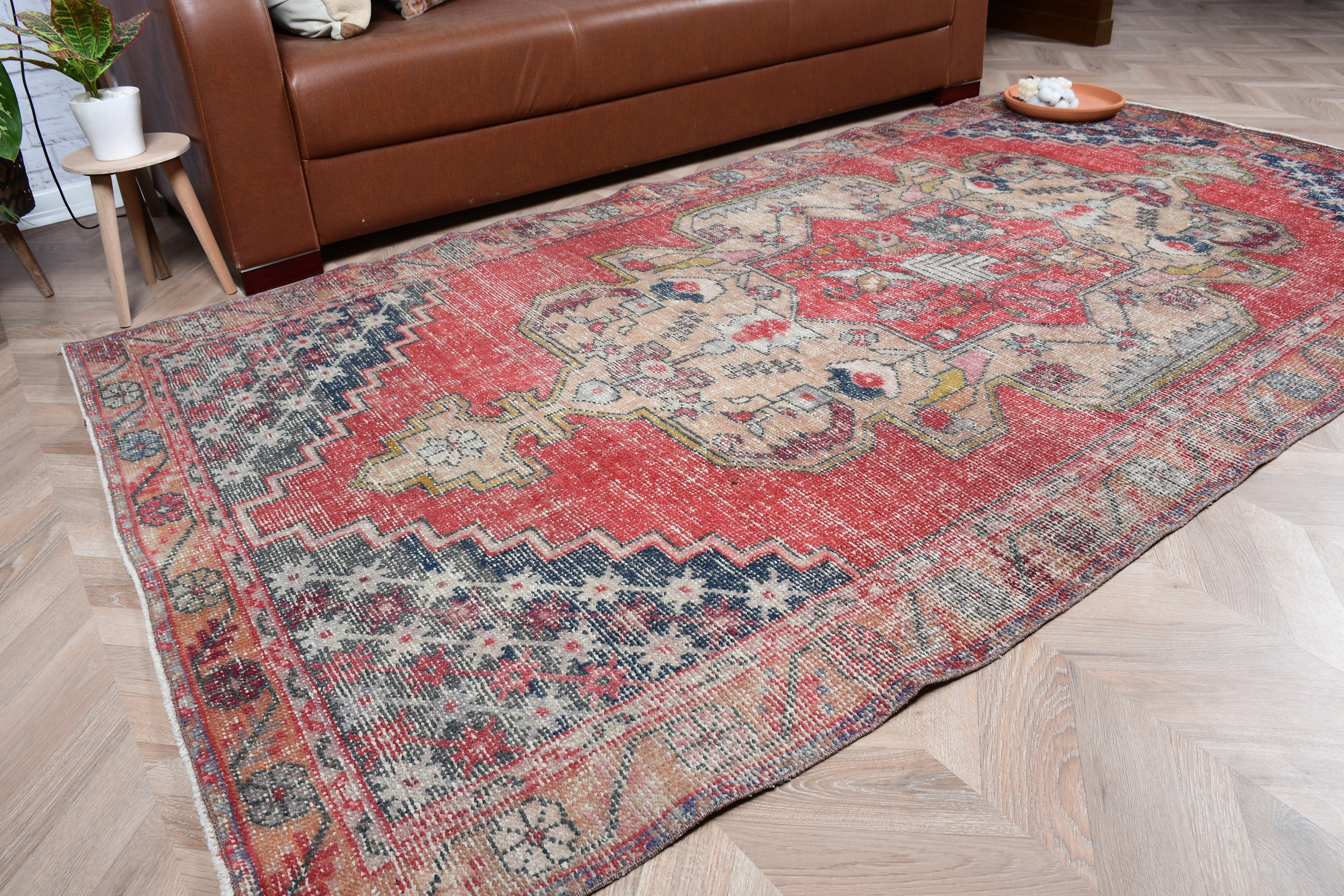 Bungalow Rose Red Turkish Area Rug - Handmade Vintage Wool Anatolian ...