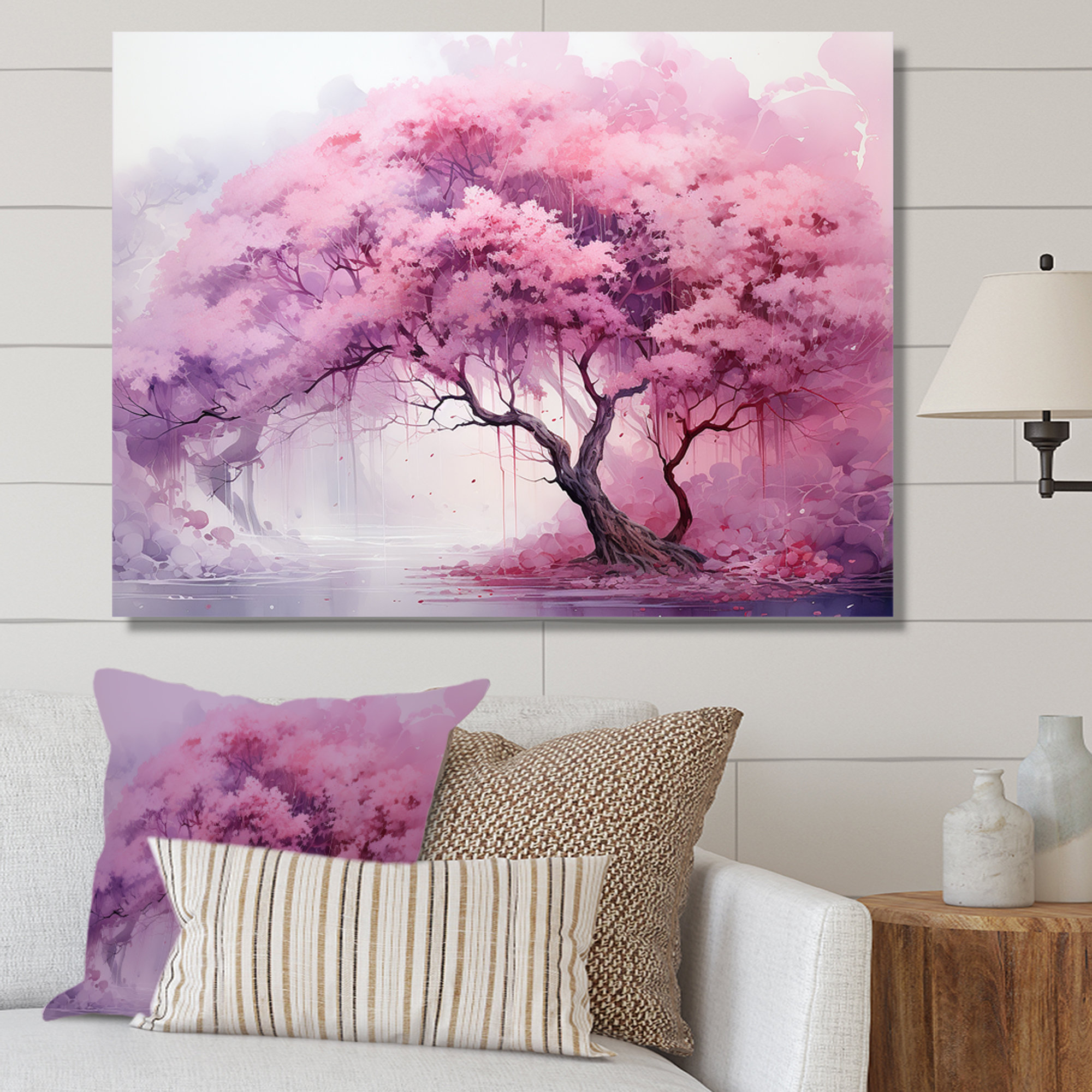 Design Art Mystic Pink Trees In Amethyst Landscape II On Canvas Print ...