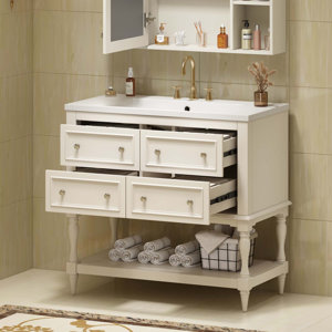 Canora Grey Tigan Wood+Resin Freestanding Bathroom Cabinet | Wayfair