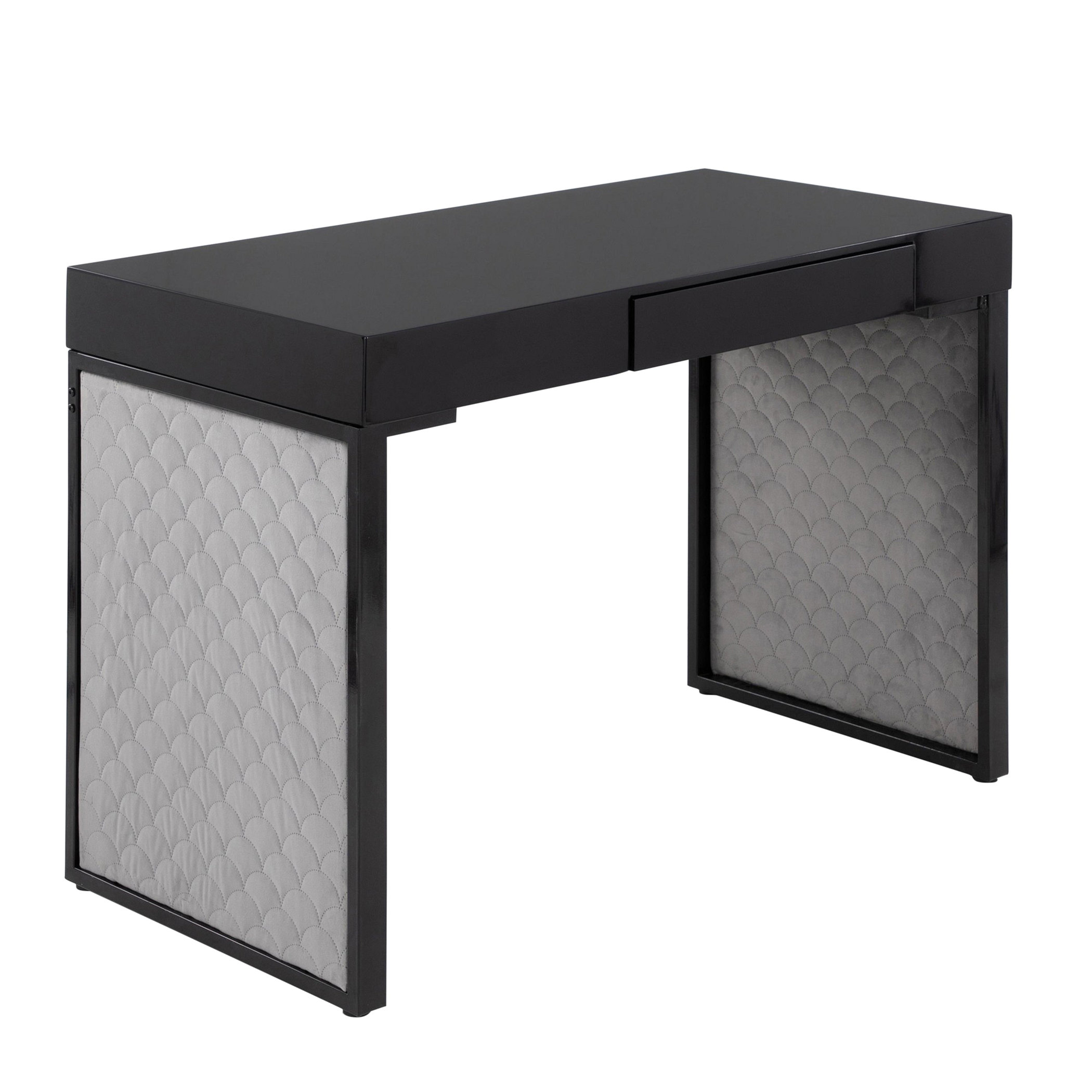 Latitude Run® Desk,Drift Contemporary Upholstered Desk In Black Steel ...