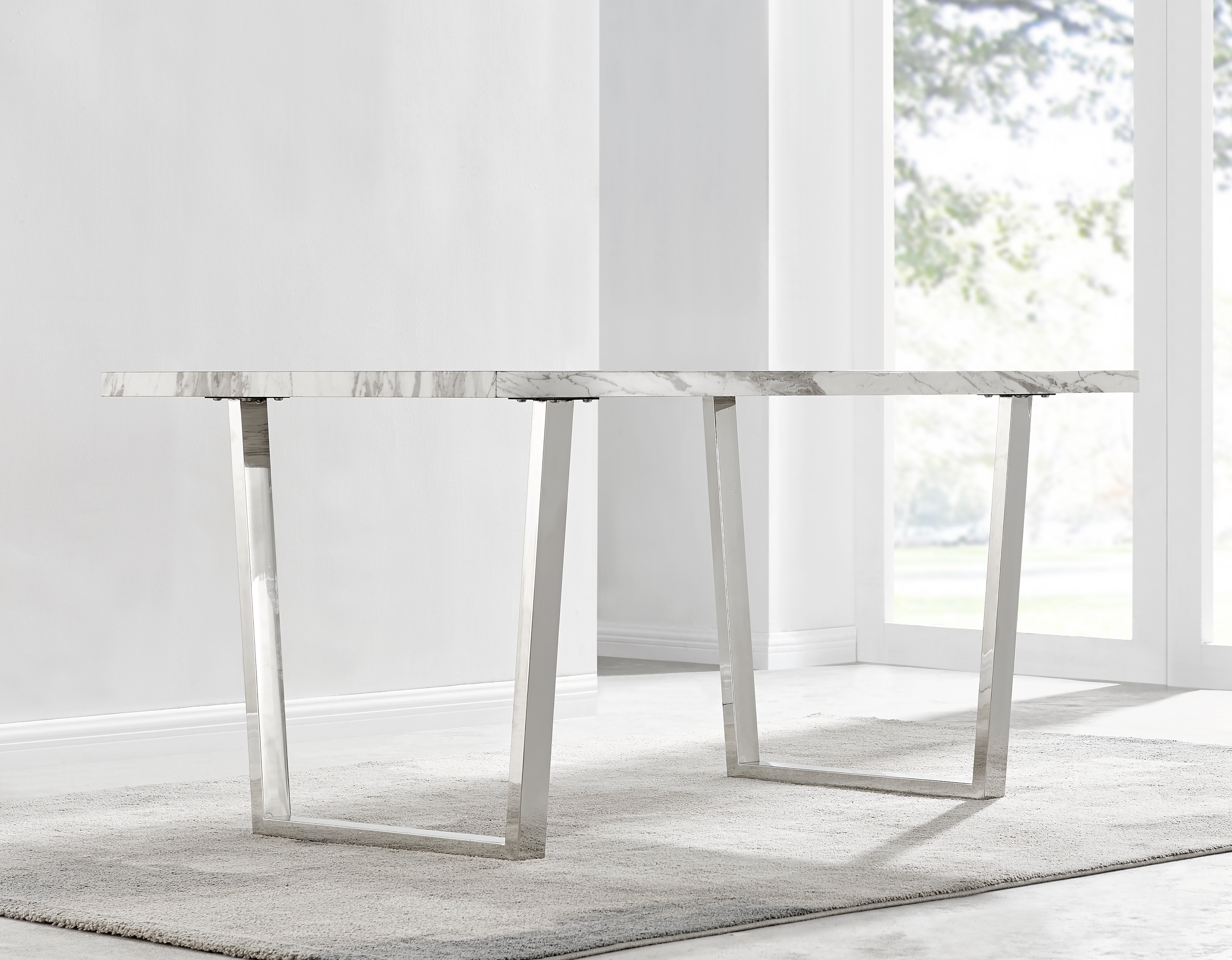 The Twillery Co.® Wolcott Luxury White Marble Effect Rectangular Dining ...