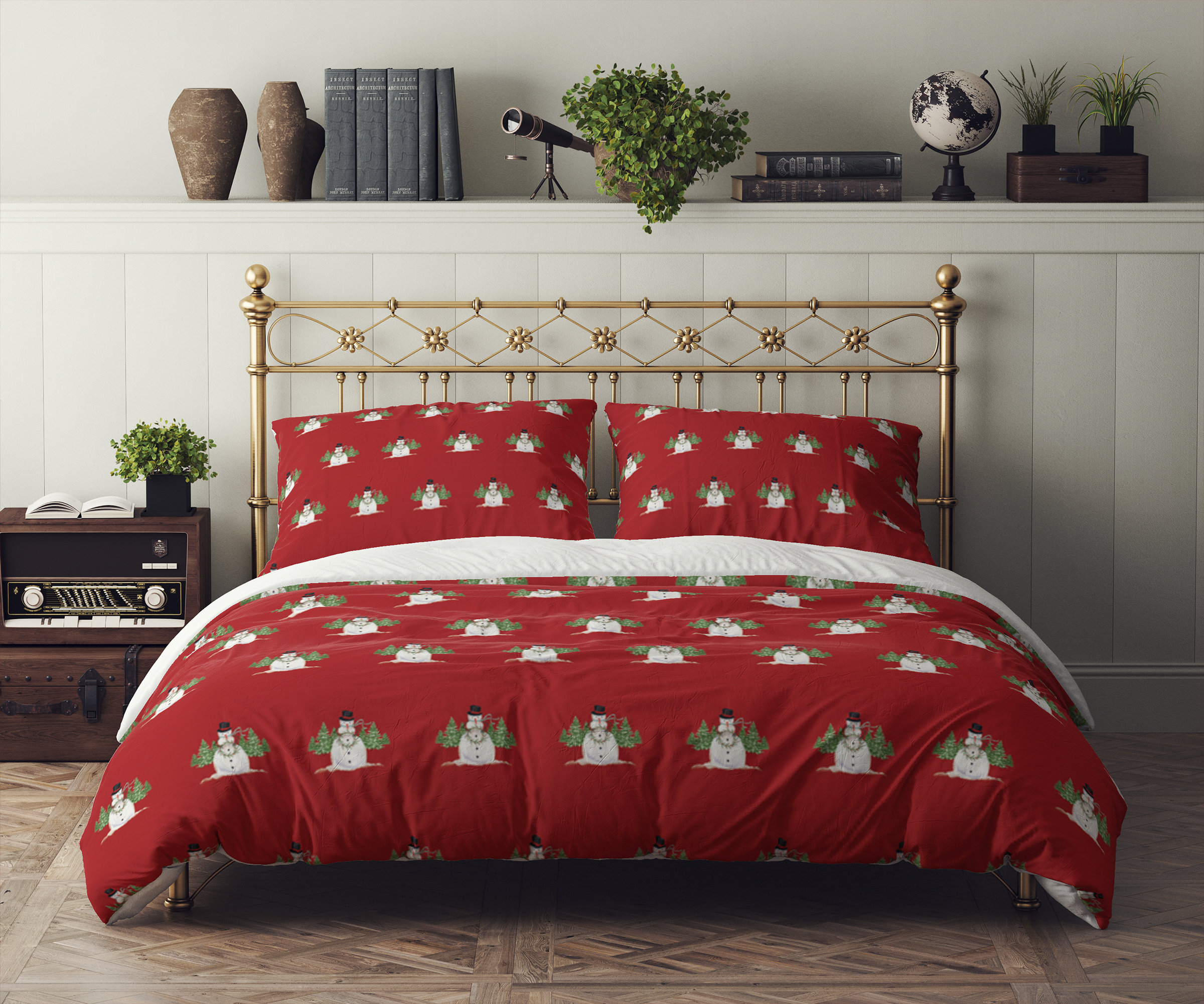 KAVKA DESIGNS WOODLAND SNOWMAN REPEAT Interior Collection Microfiber ...
