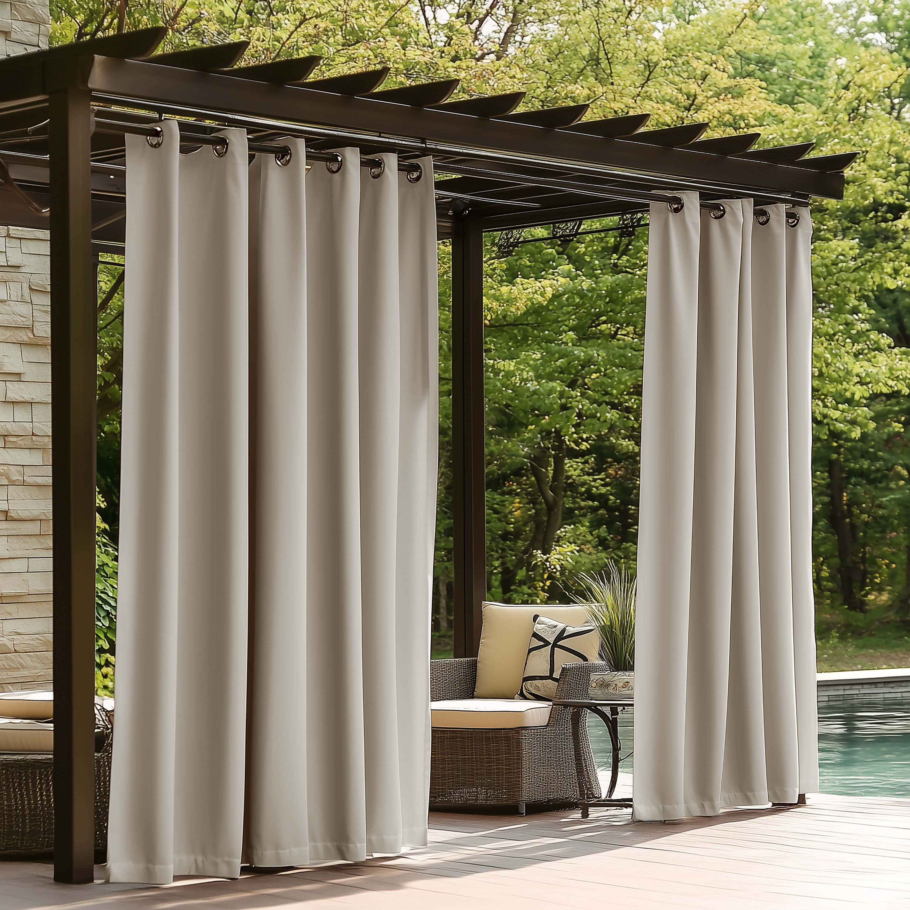 Ebern Designs Waterproof Blackout Outdoor Curtains for Patio & Pergola ...