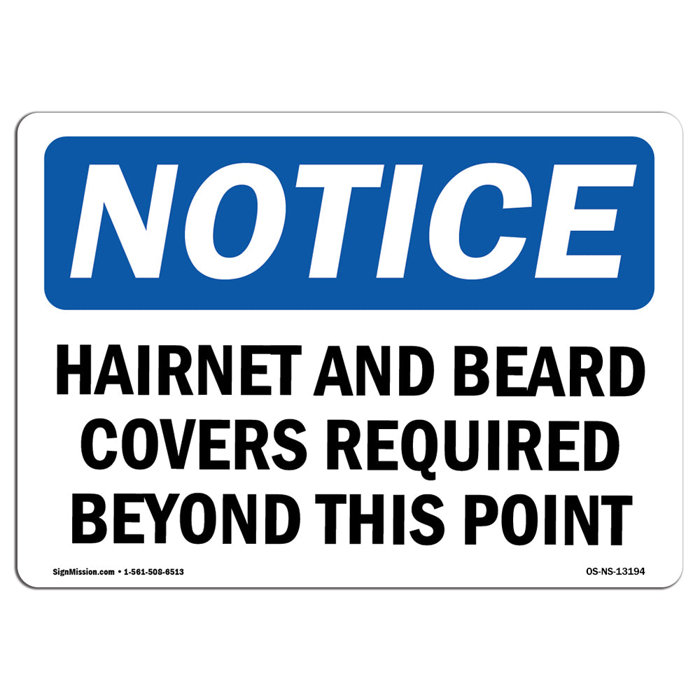 SignMission Hairnets and Beard Covers Required Beyond | Wayfair