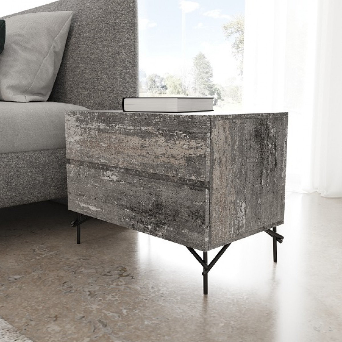 Trent Austin Design® Philips Multi Grey 2 Drawer Nightstand | Wayfair