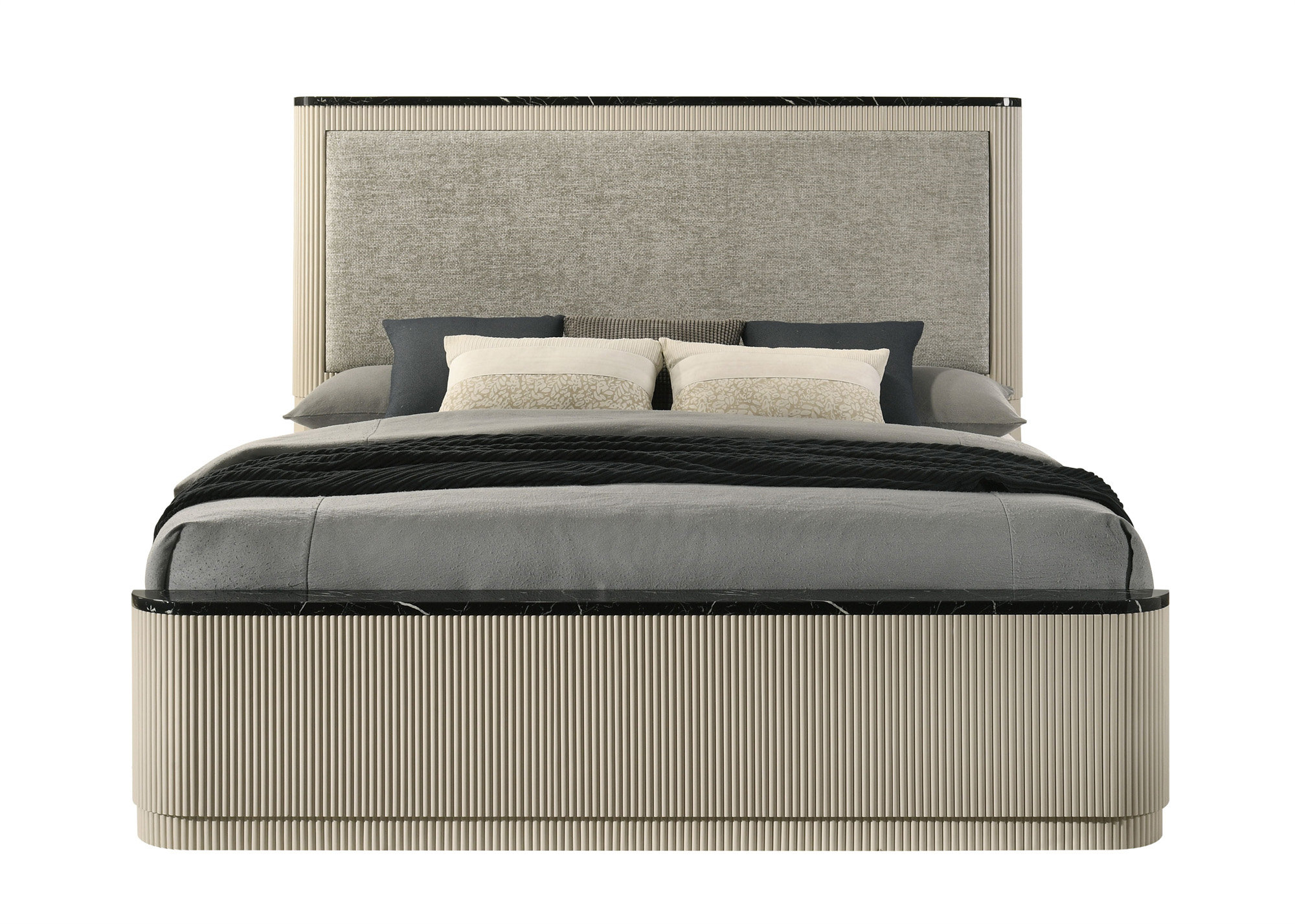 Everly Quinn Travonte Gray Linen & Beigebed | Wayfair