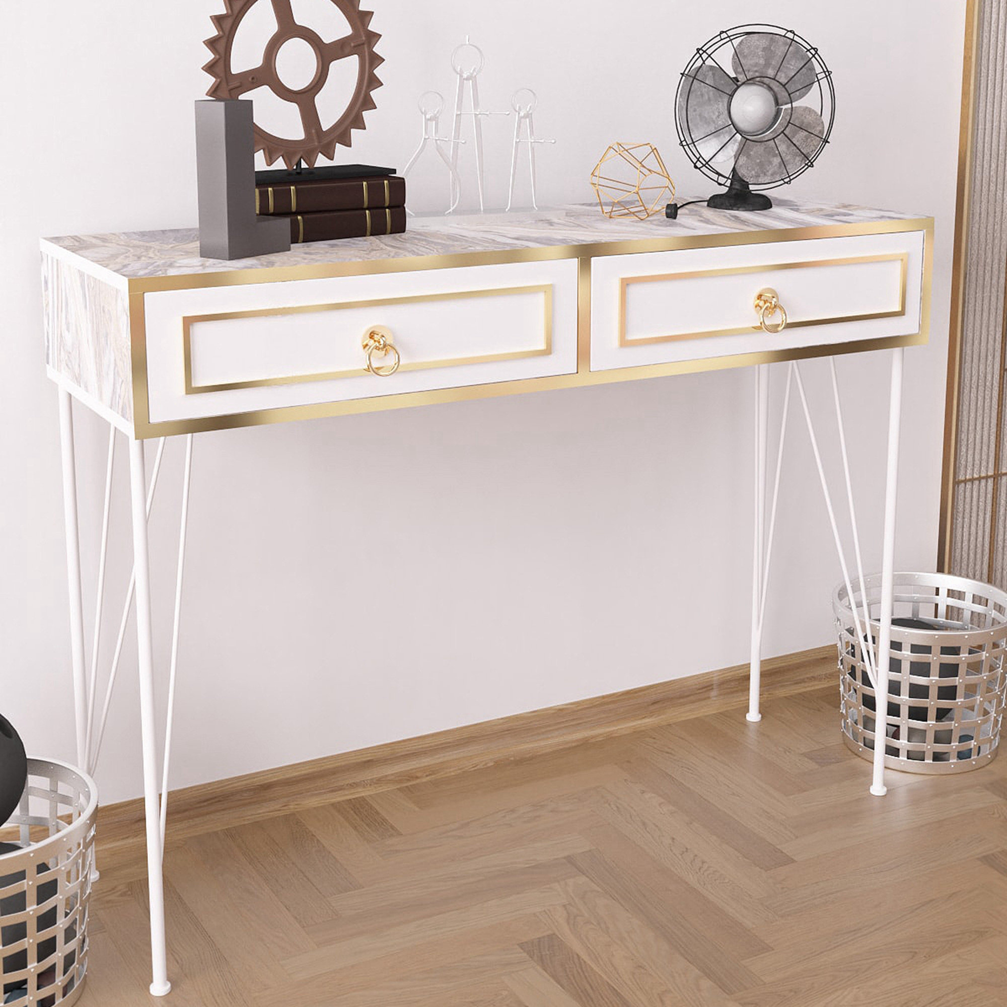 Mercer41 Metal Legs Wood Base Console Table - Wayfair Canada