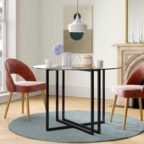 Willa Arlo Interiors Wadley Glass Top Metal Base Dining Table & Reviews ...