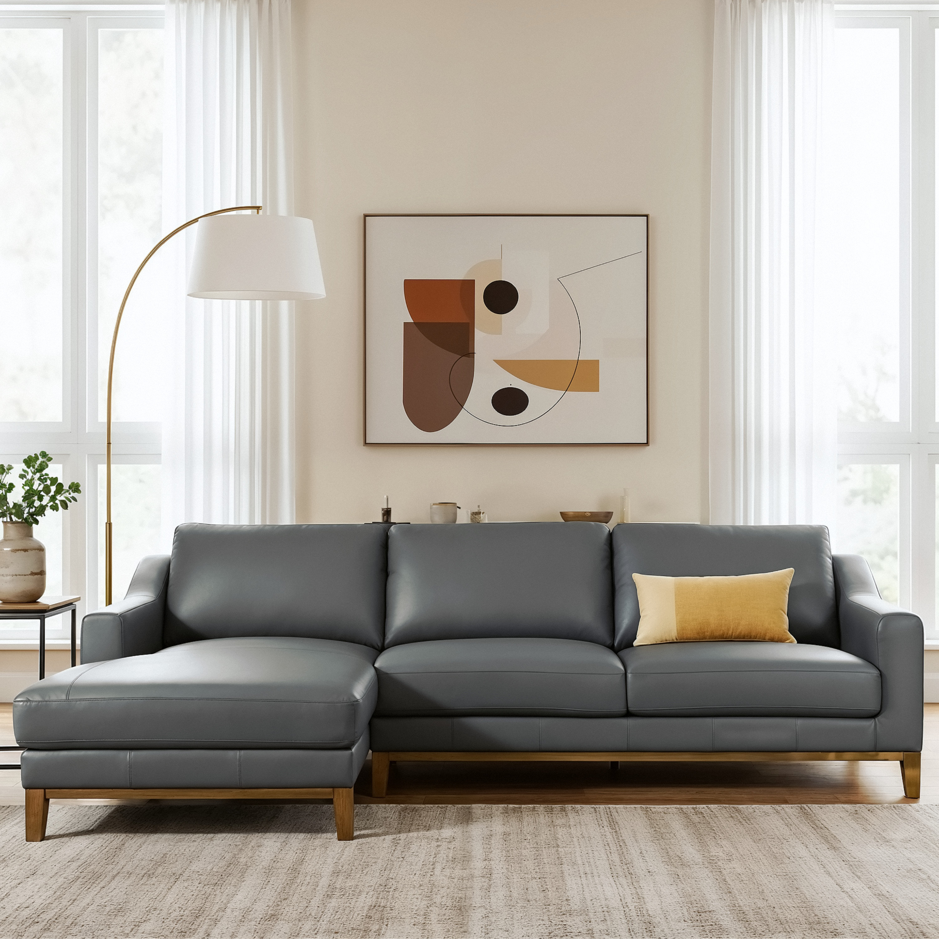 Everly Quinn Inniss 107.3" Square Arm Sectional Sofa with Chaise | Wayfair
