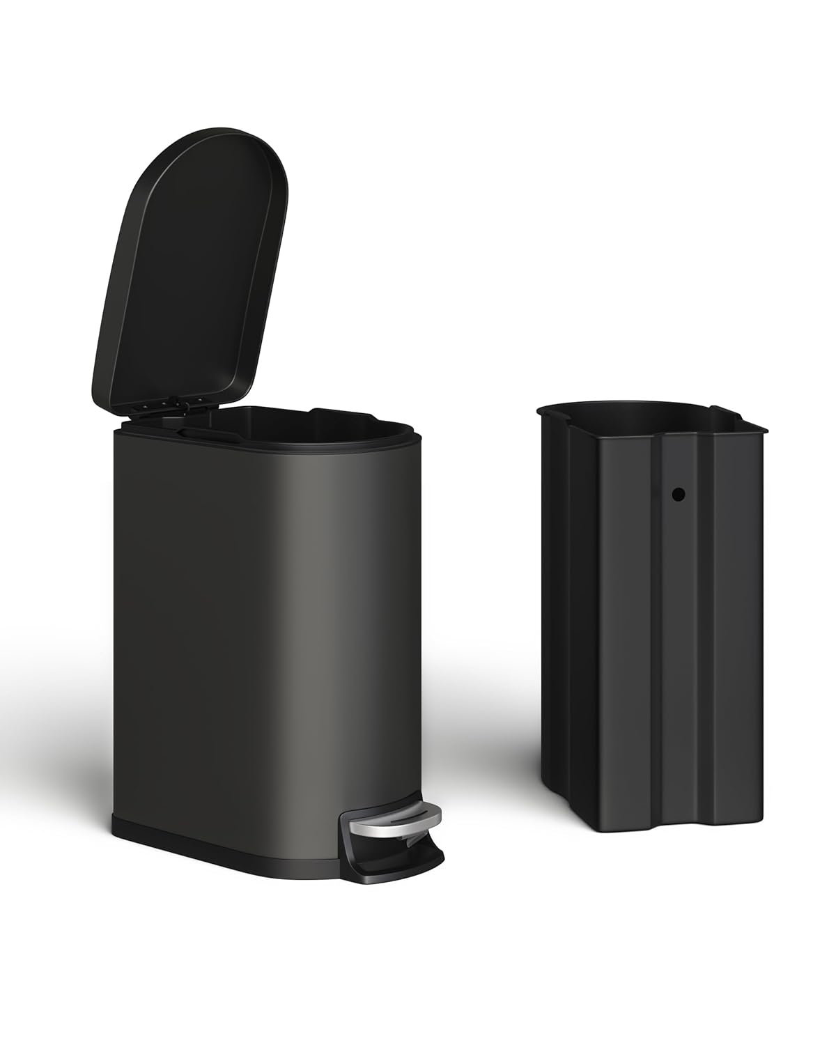 Yiimo Stainless Steel Step Trash Can Combo Set with Soft-Close Lid ...