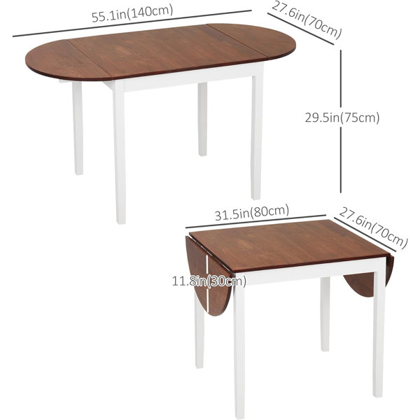 BIGOWY 55" Solid Wood Kitchen Table, Drop Leaf Tables for Small Spaces ...