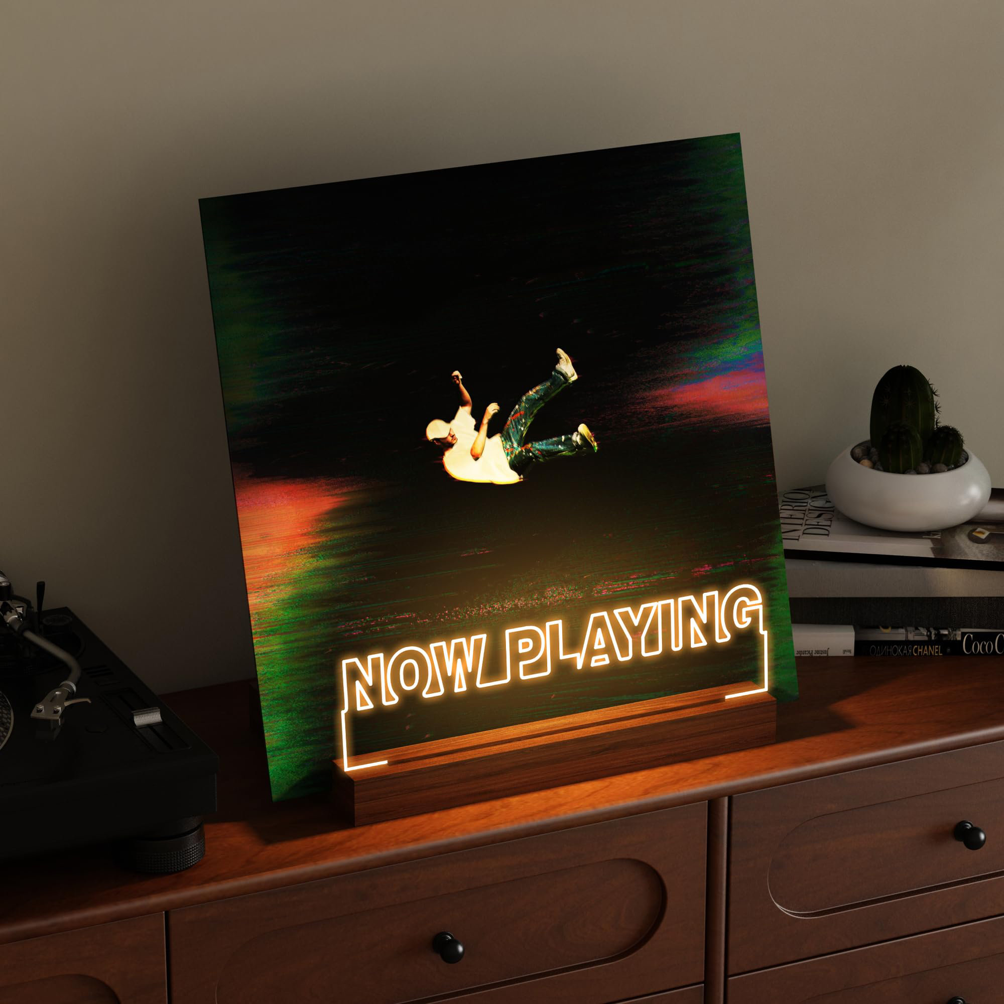 Latitude Run® Now Playing Vinyl Record Stand, Light Up Record Holder ...
