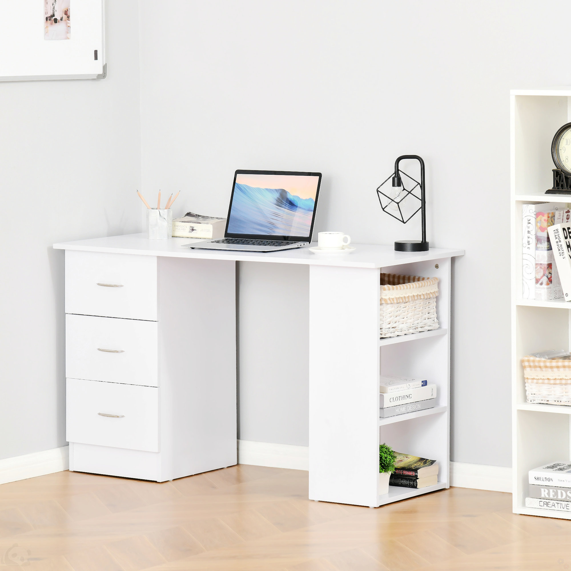 Latitude Run® 47" Modern Home Office Computer Desk Bookcase Combo ...