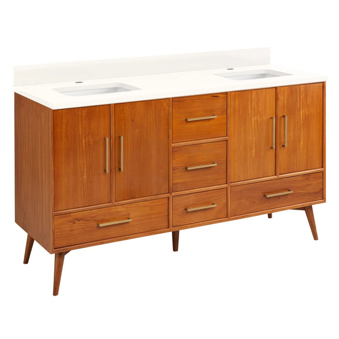Signature Hardware Novak 61'' Free Standing Double Bathroom Vanity with ...