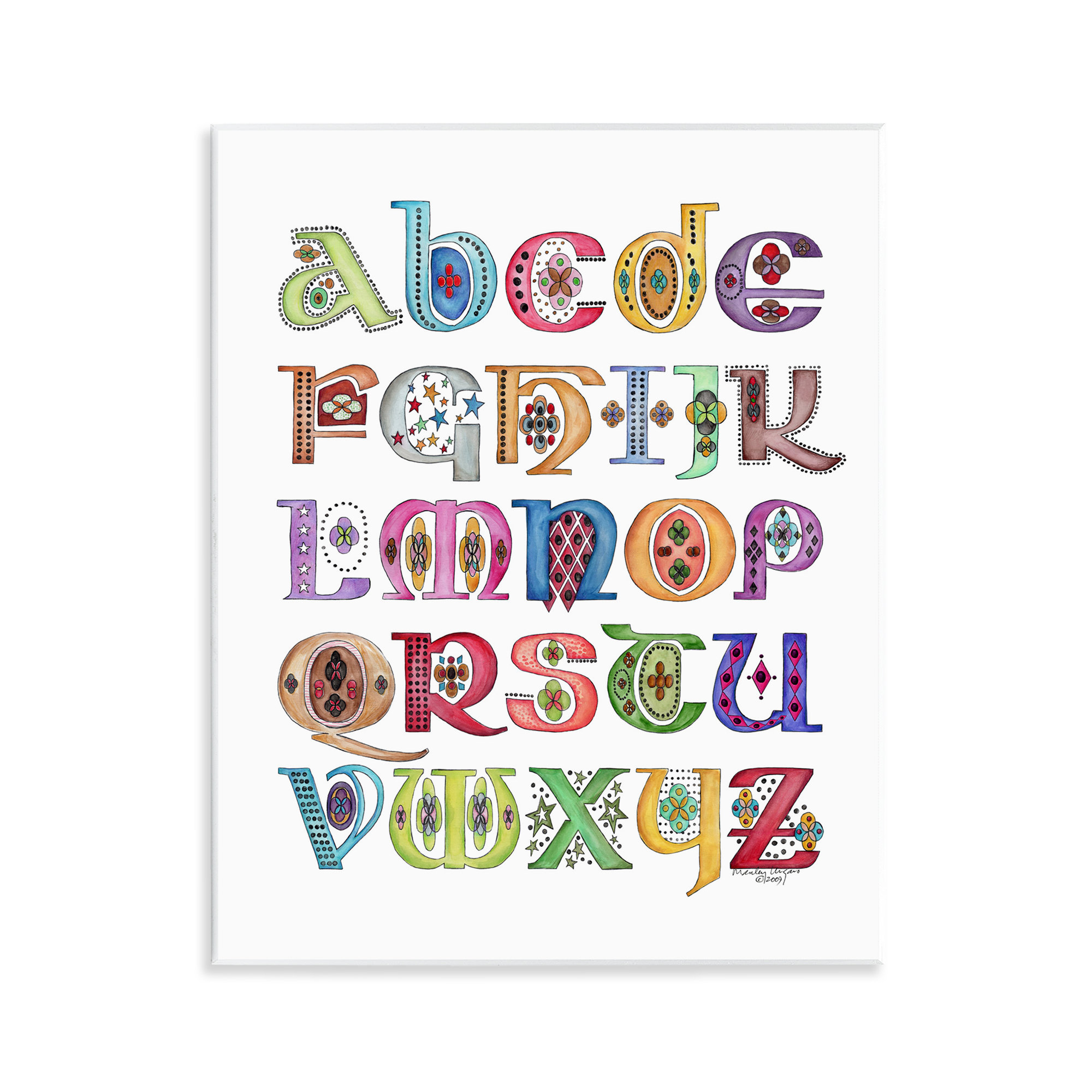 Stupell Industries Boho Whimsical Alphabet Wall Plaque Art by Marley ...