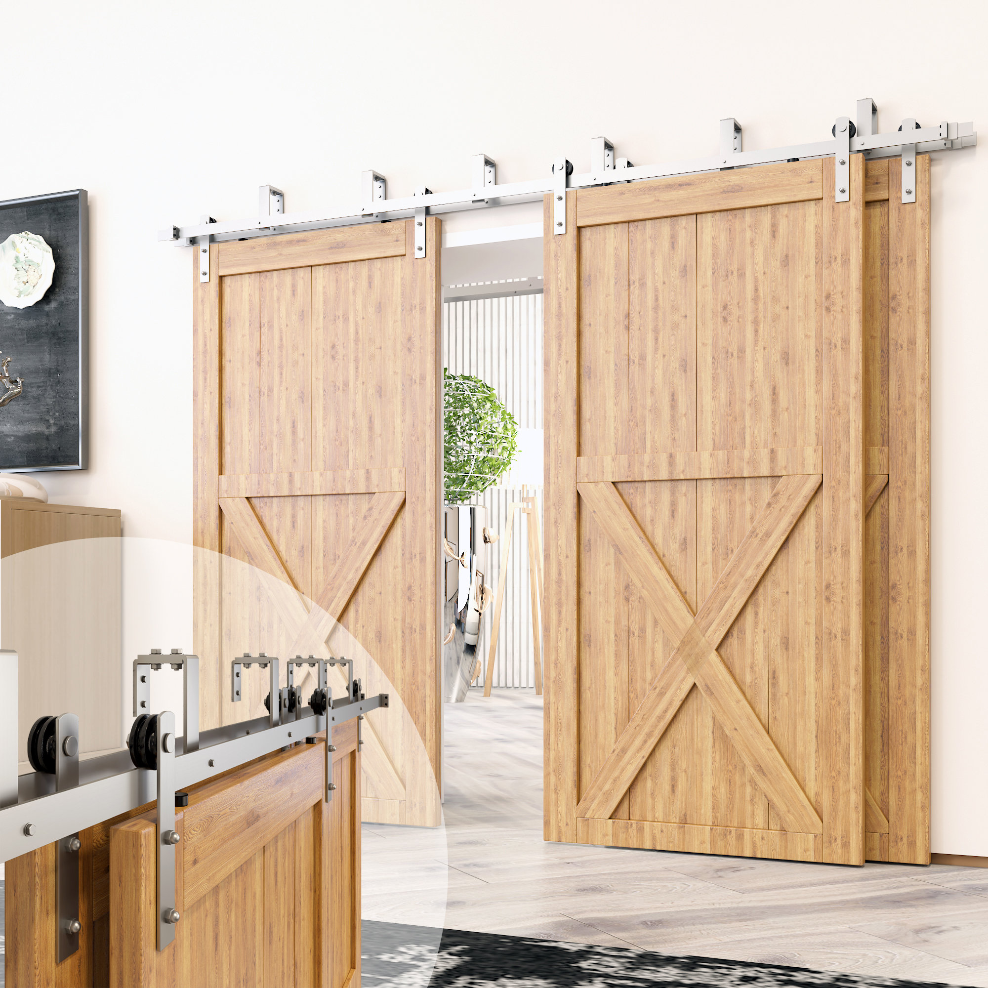 Homacer Brushed Nickel Straight Design Z Shape Brackets Double Track ...