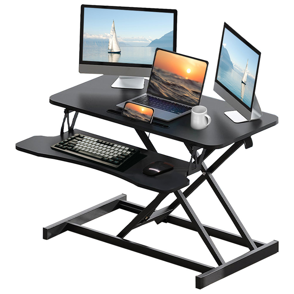 Inbox Zero 32 Inch Desk Converter, Height Adjustable Sit To Stand Riser ...