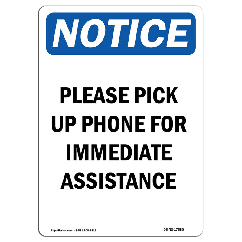 SignMission Please Pick Up Phone for Immediate Sign | Wayfair