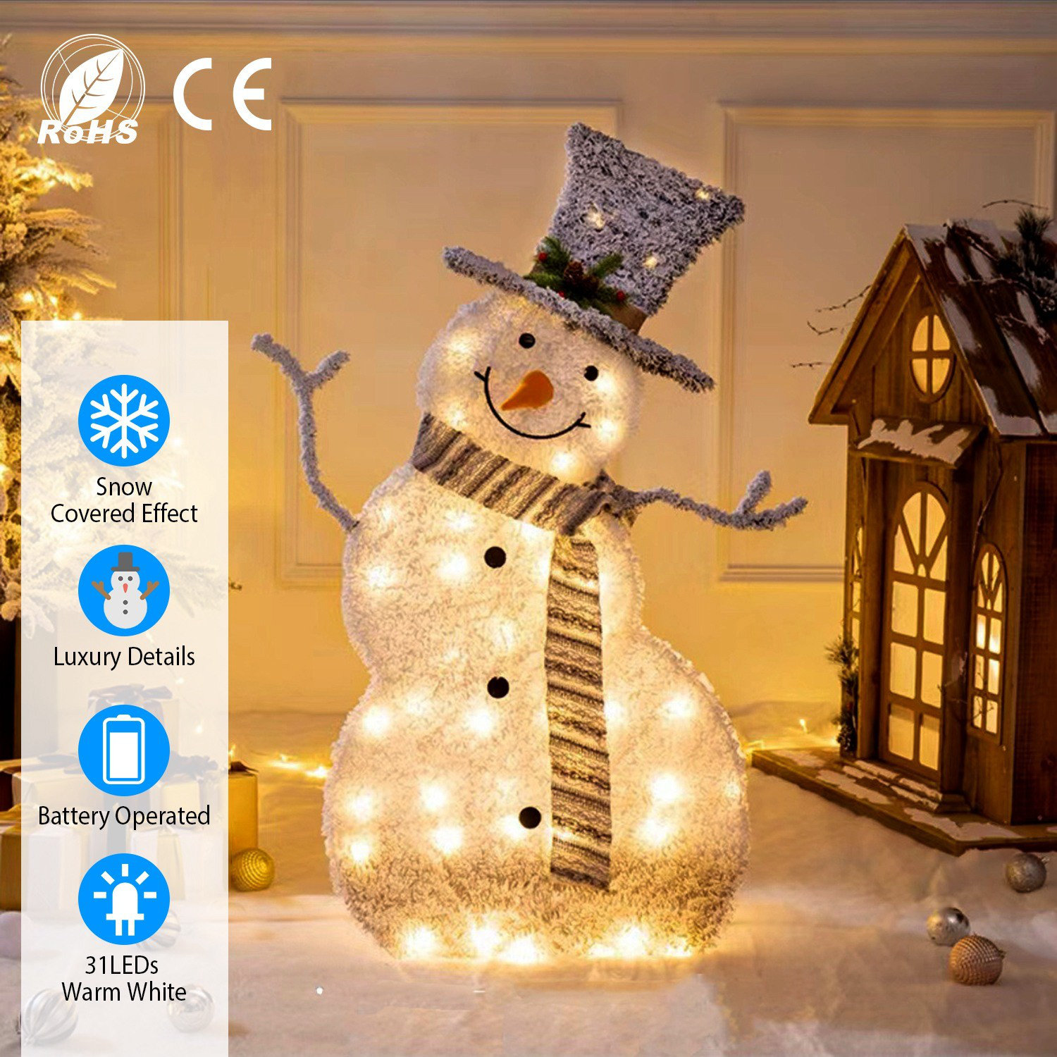 The Holiday Aisle® LED Christmas Snowman Collapsible Battery Operated ...