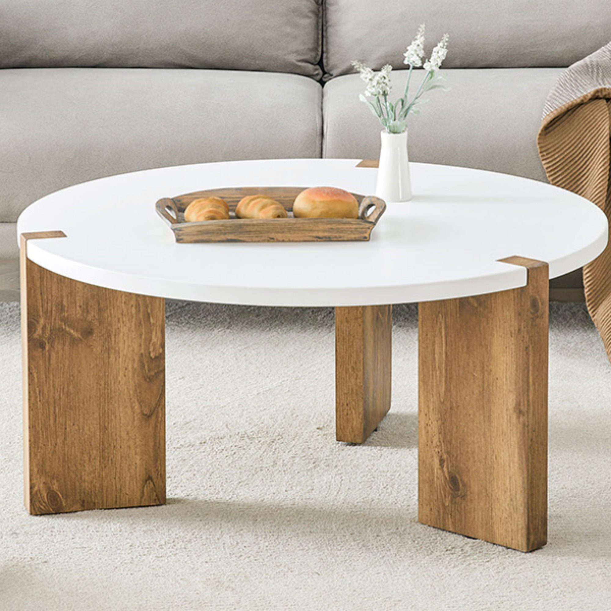 CHENGGUHENGXIN 33.4-Inch Diameter Minimalist Circular MDF Material ...