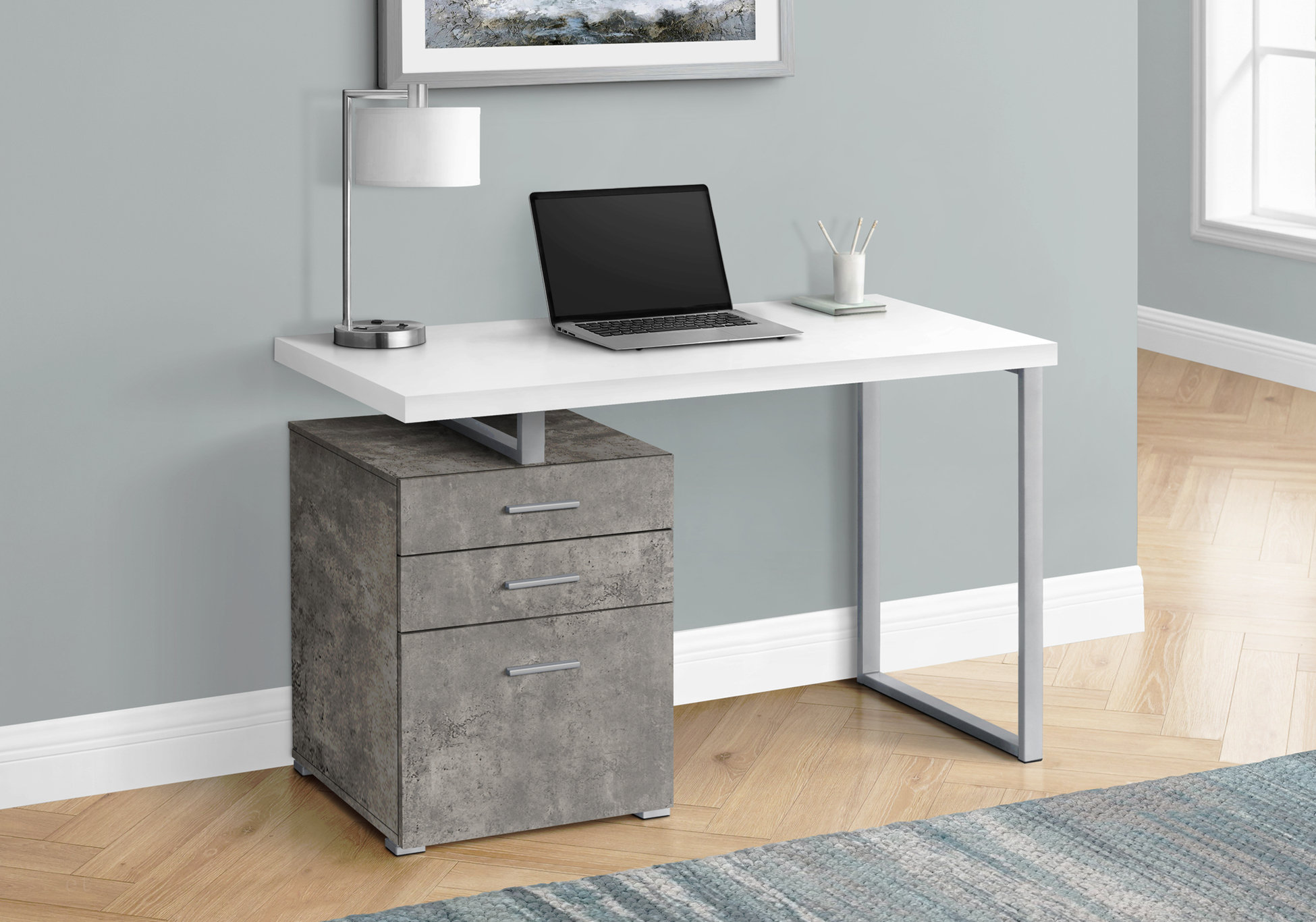 Latitude Run® Computer Desk, Home Office, Laptop, Left, Right Set-Up ...