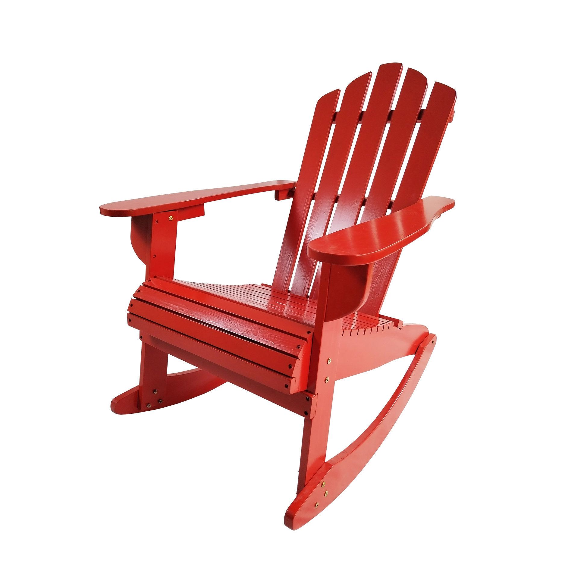 Highland Dunes Reclining Red Outdoor Chair - Wooden Rocking With Wide ...