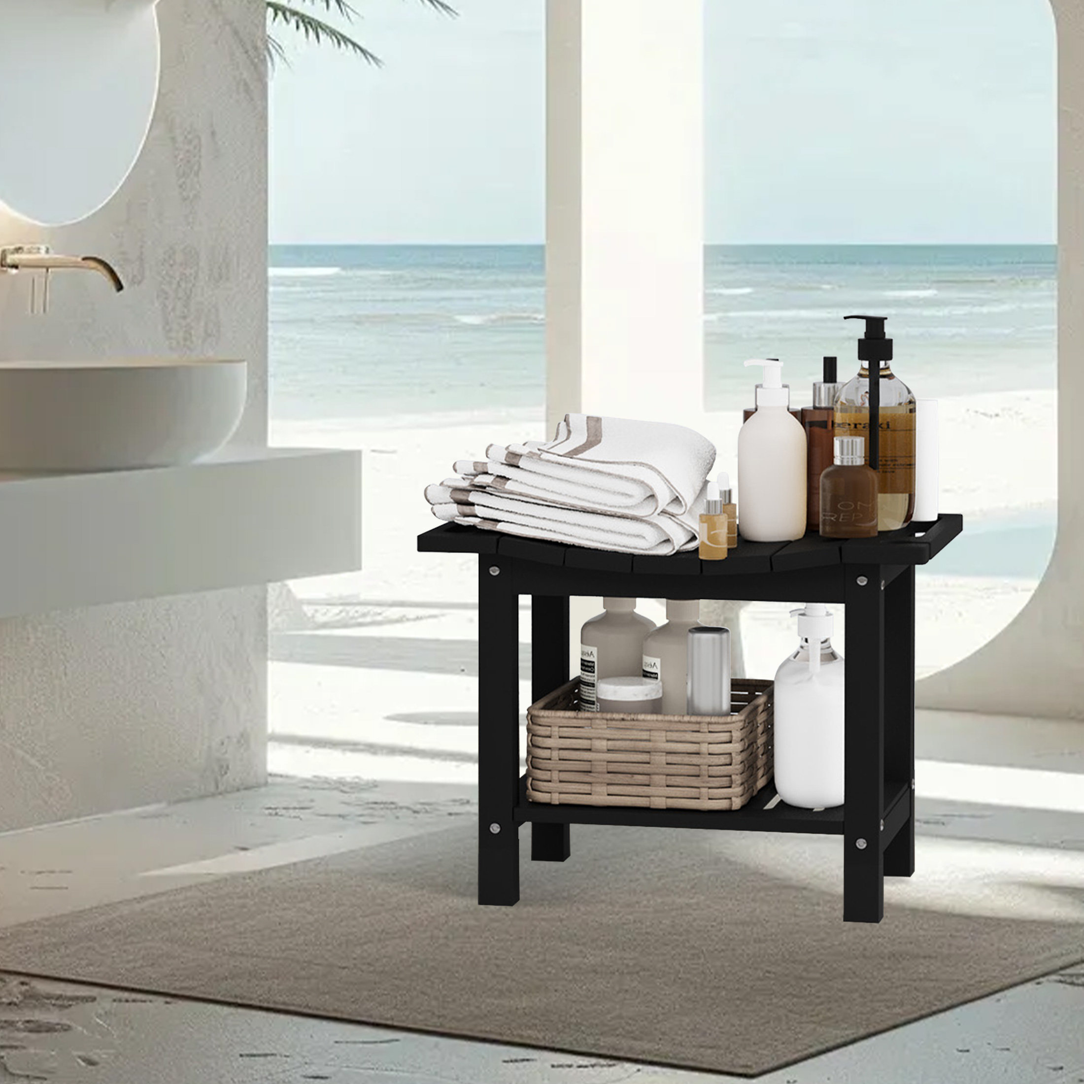 Rebrilliant HDPE Shower Bench Stool for Inside Shower, Waterproof & Non ...