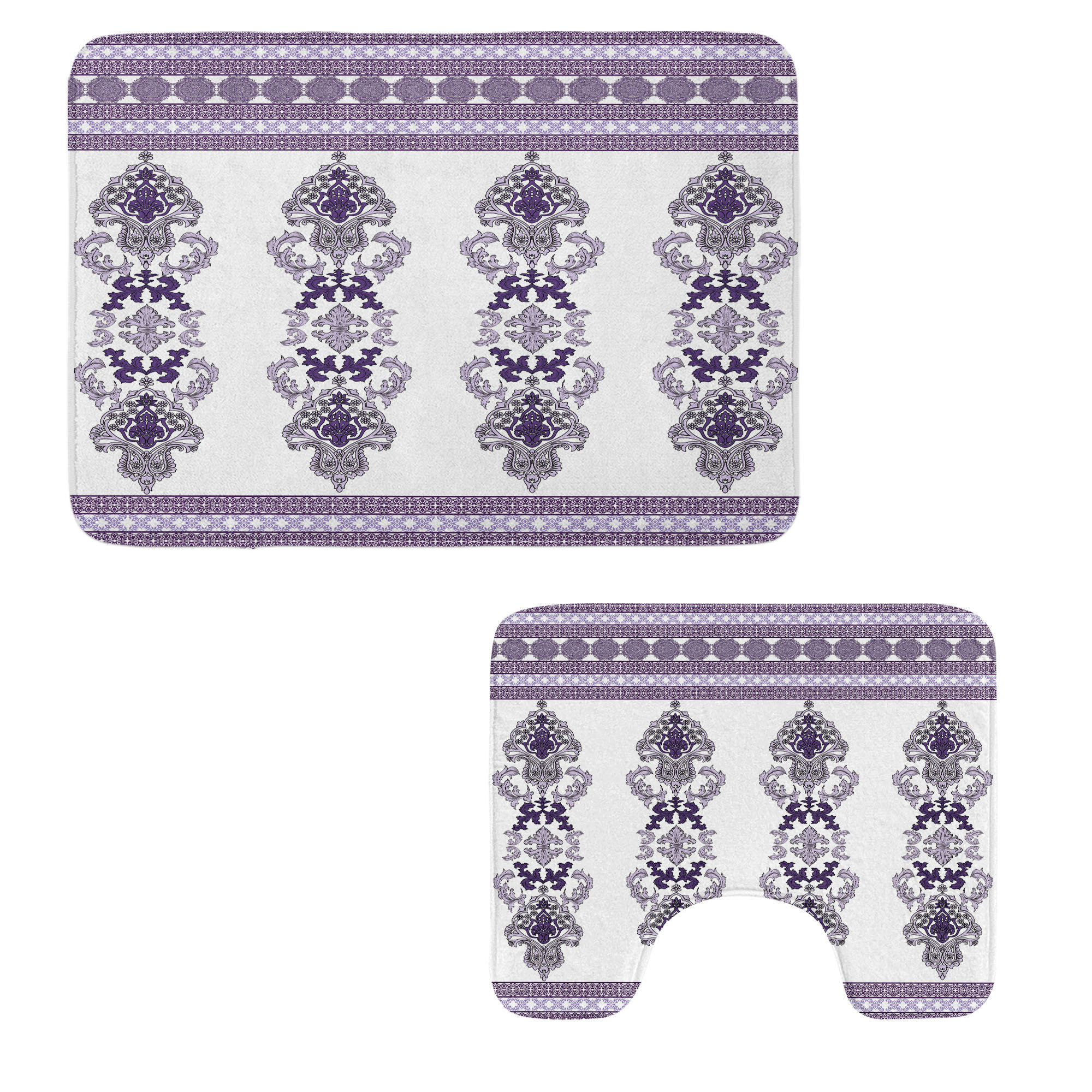 Fleur De Lis Living Damask Bathroom Rug Set 2 Pieces Rectangle ...