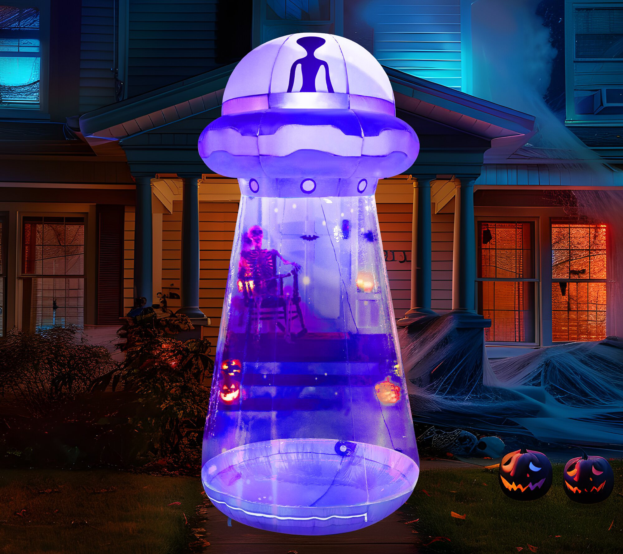The Holiday Aisle® 9Ft Inflatable UFO Halloween LED Decor (Purple ...
