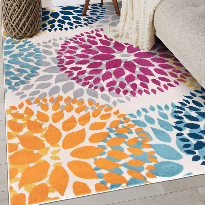 Ebern Designs Rearick Floral Pink/Blue/Teal Area Rug & Reviews | Wayfair