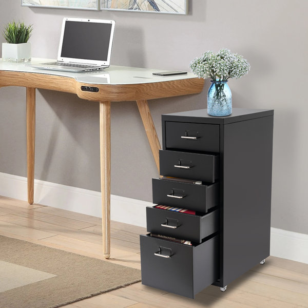 Ebern Designs Riesner 5-Drawer Storage Cabinet with Wheels | Wayfair