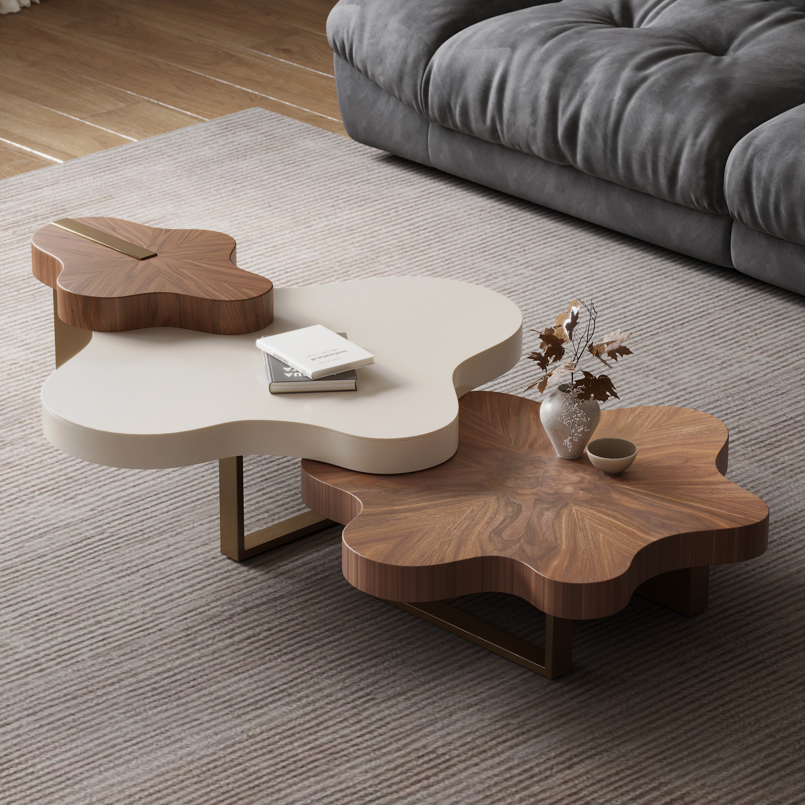 Orren Ellis Janisia 3 Piece Nesting Coffee Table Set With Wood Top and ...