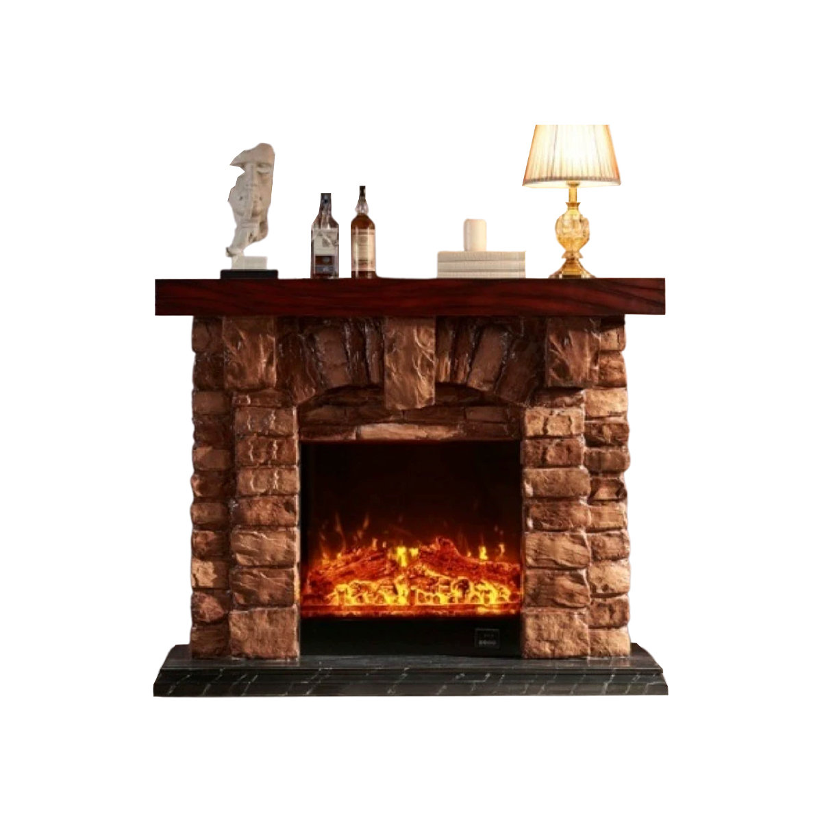 Loon Peak® Brown Solid + Manufactured Wood Electric Fireplace | Wayfair