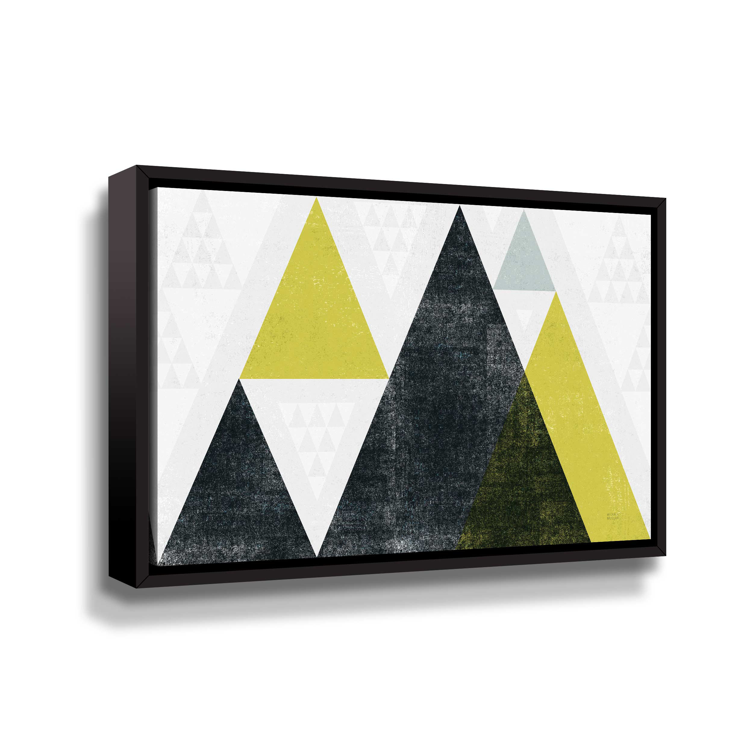 Corrigan Studio® Mod Triangles I Yellow Black Gallery Wrapped Floater ...