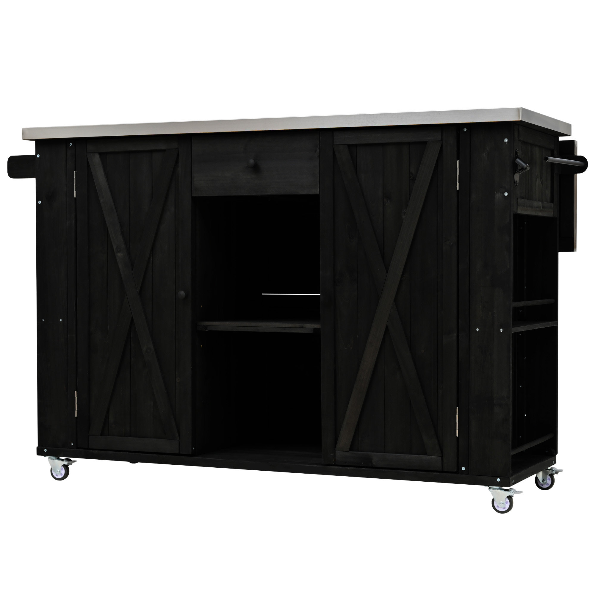 Audiohome Outdoor Kitchen Island Fir Wood Kitchen Island With Stainless ...