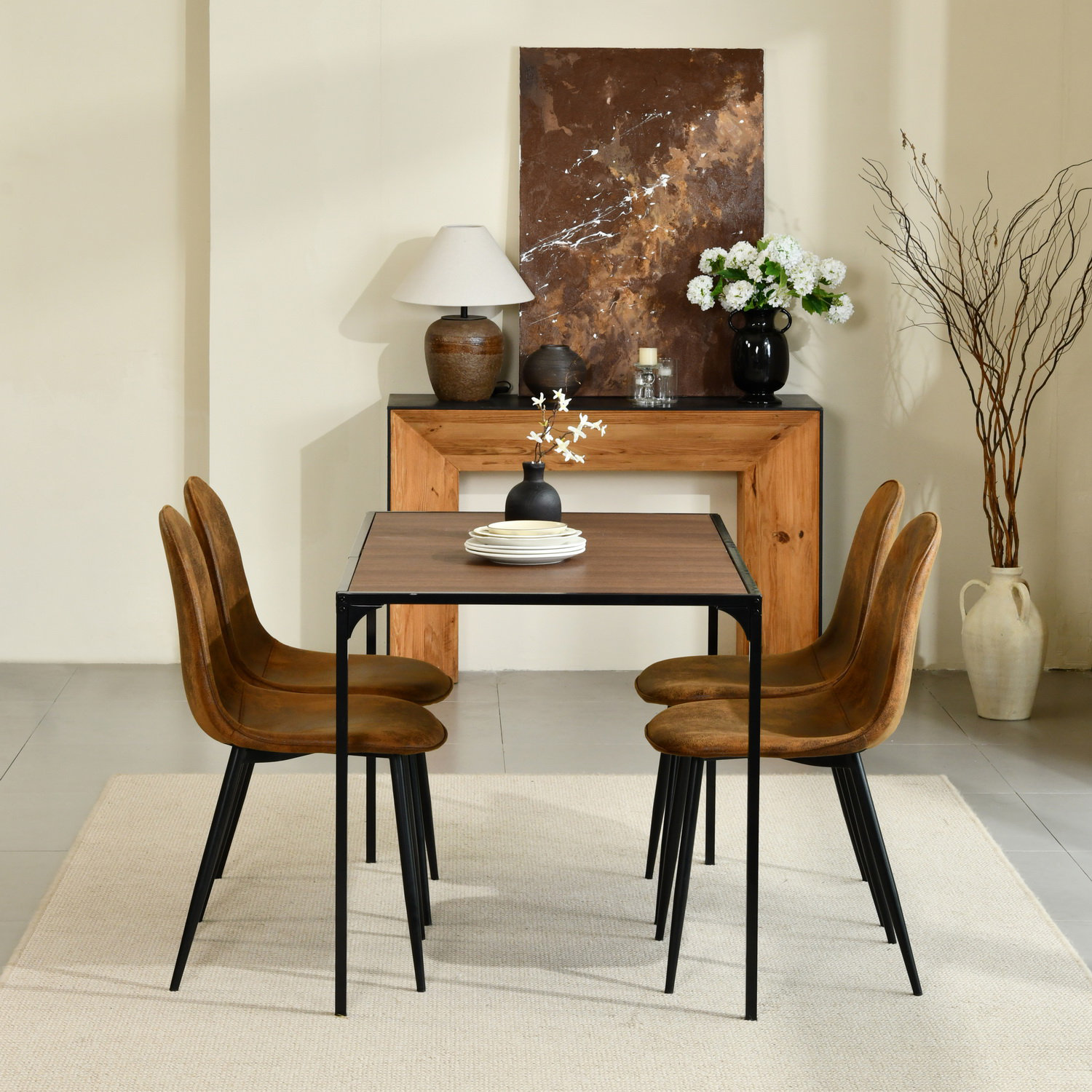 George Oliver Hararat Modern 5-Piece Dining Set Rectangular Table ...