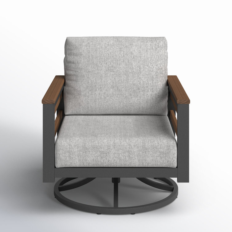 Birch Lane™ Townsend Metal Outdoor Swivel Rocking Chair with Sunbrella ...