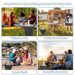 Olilawn Outdoor Ice Bucket For Parties, Cooler Table With Lift Top Lid ...