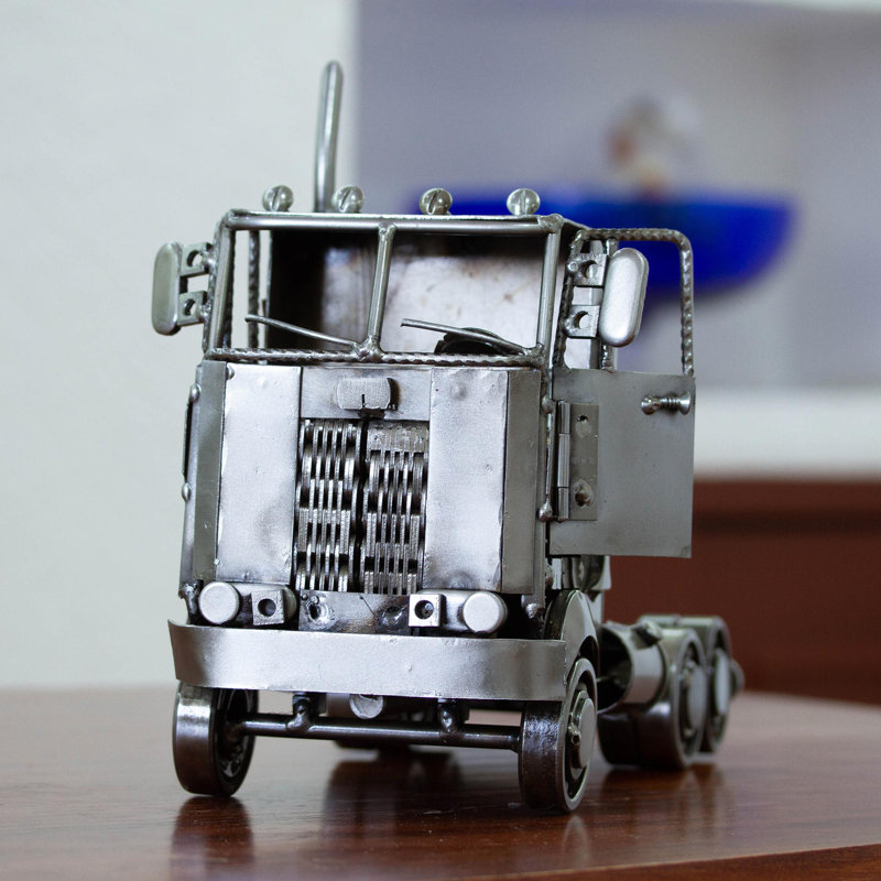 Winston Porter Deontae Recycled Metal Rustic Long Haul Model Truck ...