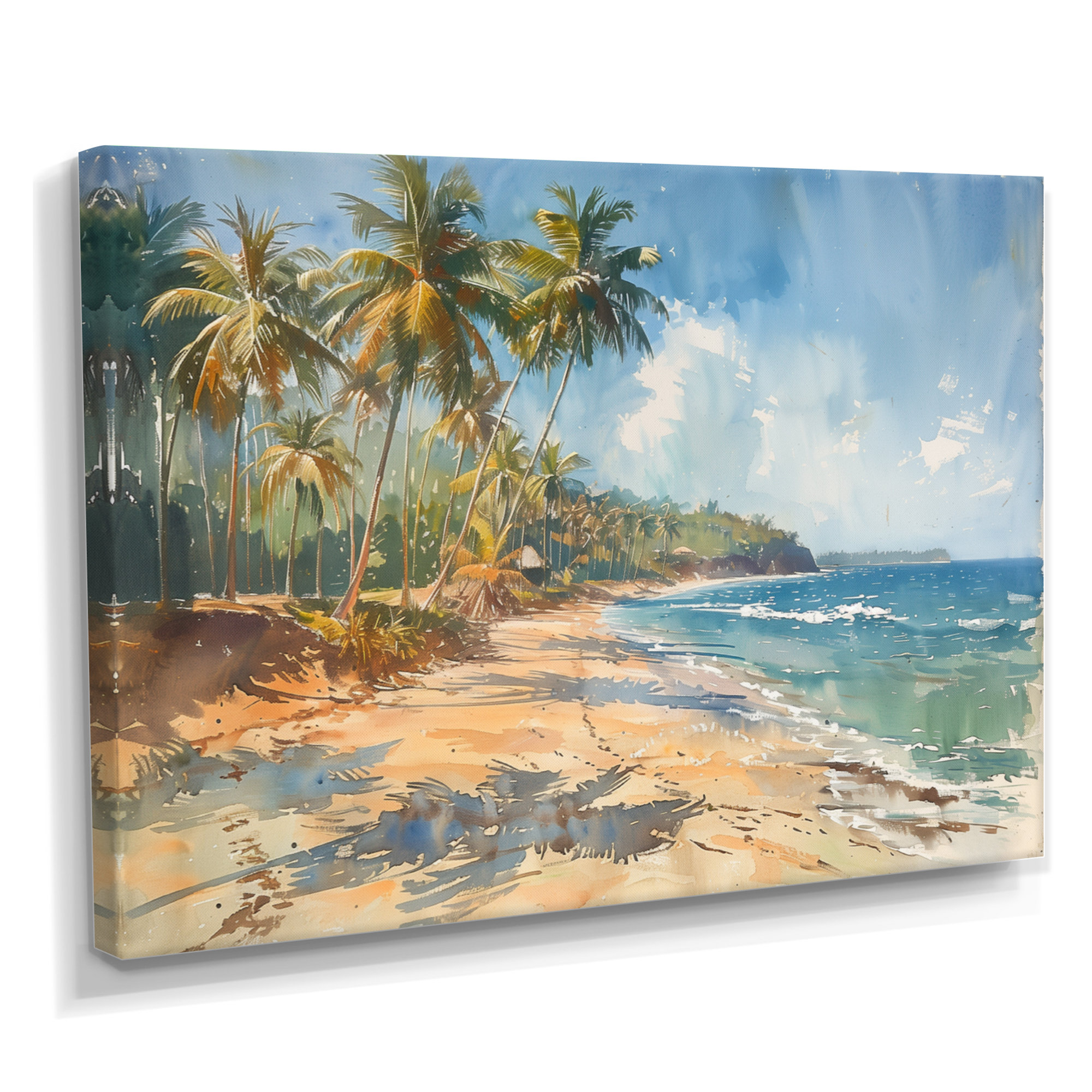 Bay Isle Home™ Blue Green Palm Trees Coastal Breeze VIII - Palms & Palm ...