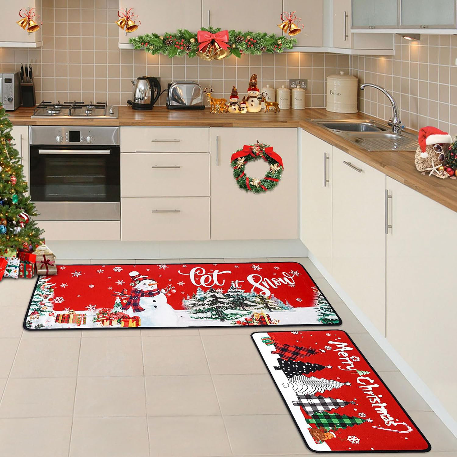 The Holiday Aisle® Christmas Kitchen Mats Set of 2 | Wayfair