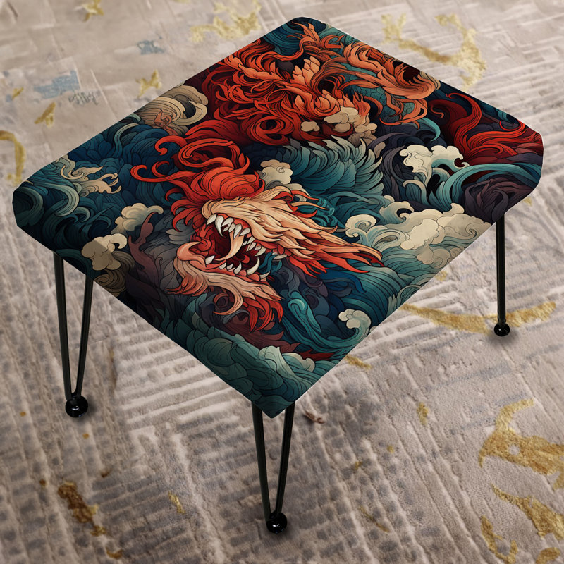 Design Art Dragon Motifs - Japanese Rectangle Ottoman | Wayfair