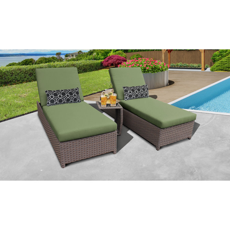 Beachcrest Home Ertha Outdoor Wicker Chaise Lounge Set with Table | Wayfair